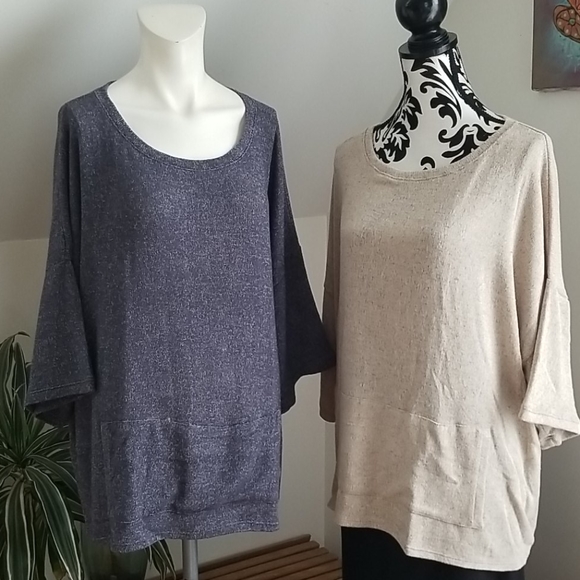Kate & Mallory | Tops | Kate Mallory Tan Gray Heather Short Sleeve Top ...